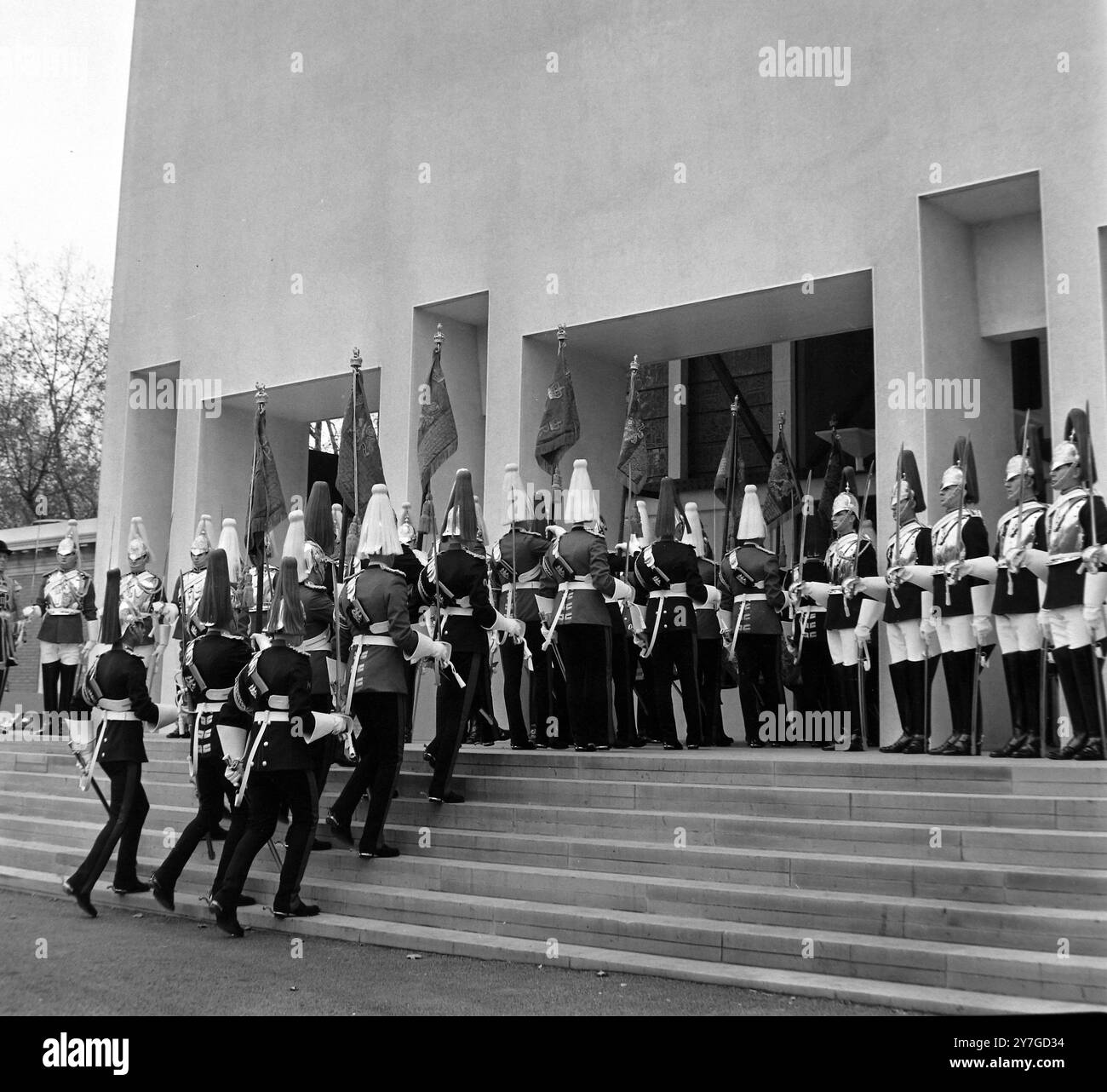 BRITISH ARMY HOUSEHOLD CAVALRY EIGHT STANDARDS PRESENTED BY QUEEN ; 19 ...