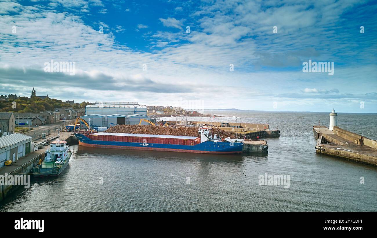 Buckie Harbour Moray Coast Scotland small Lighthouse and HAV MARLIN ...