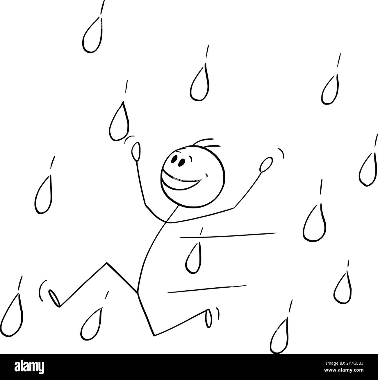 Cartoon funny water drop character Black and White Stock Photos ...
