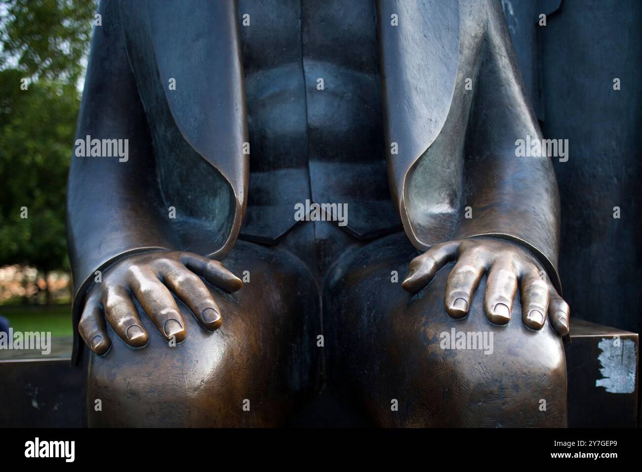 The statue of Karl Marx displays its hands, a symbol of his ...