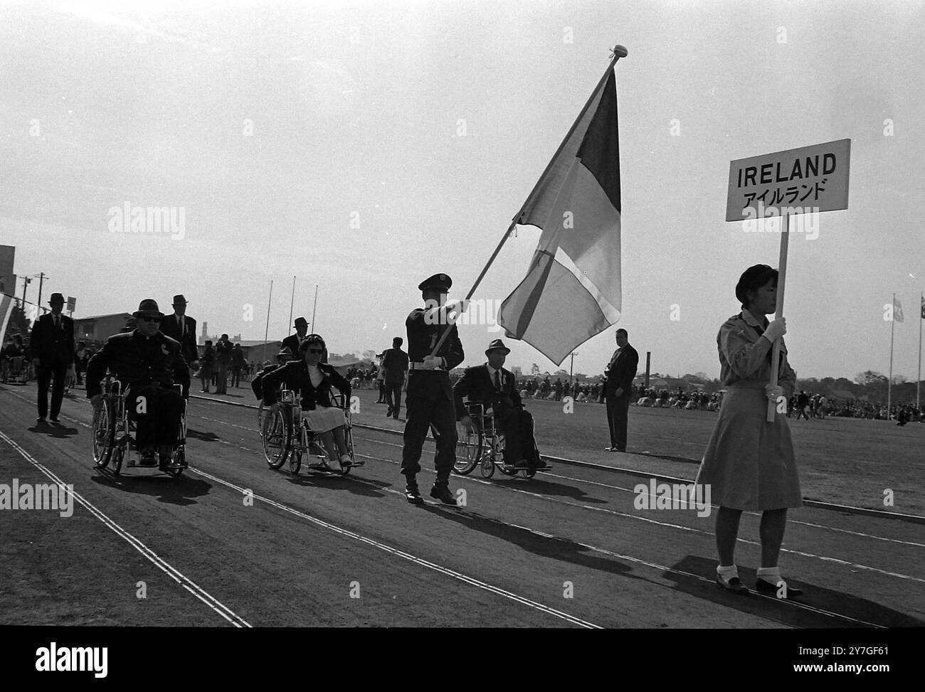 PARAPLEGIC PARALYMPIC OLYMPICS IRISH TEAM PARADES AROUND STADIUM DURING ...