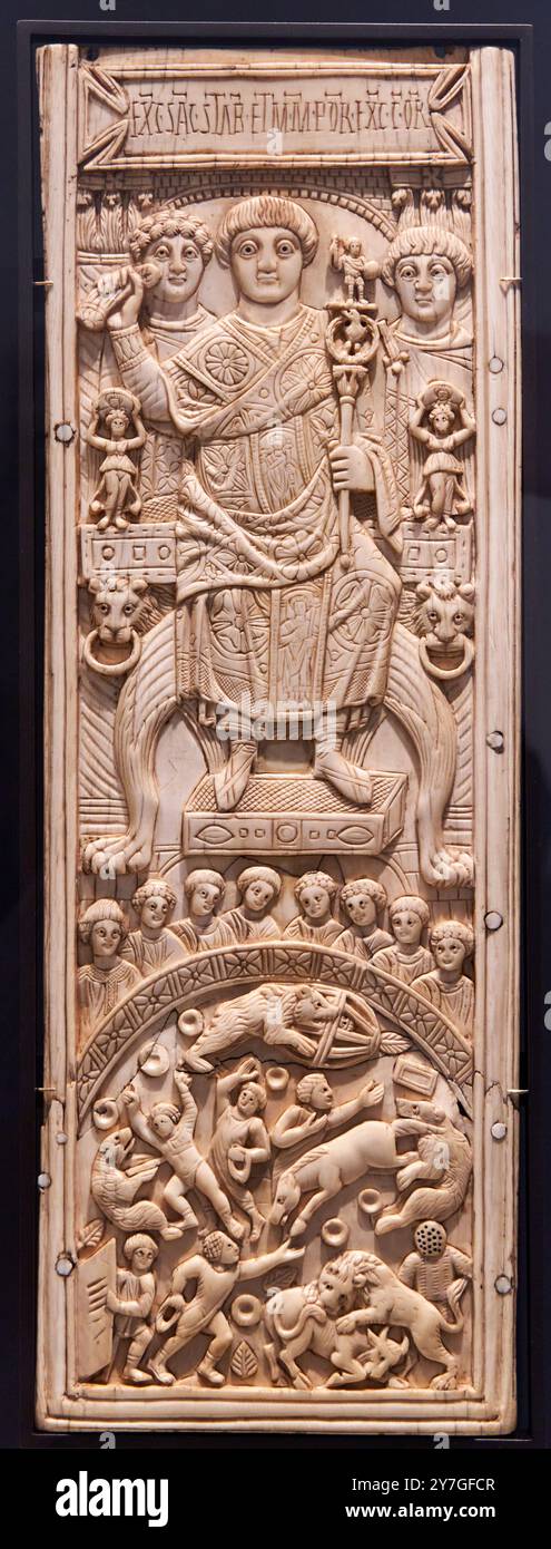 Leaf of a diptych, Consul Areobindus, Constantinople, 506, Elephant ...