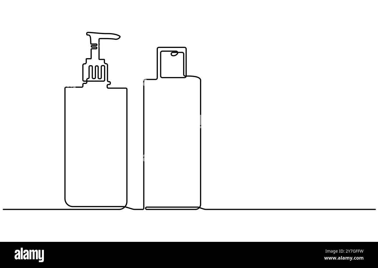 Shampoo bottle continuous one line drawing vector illustration ...