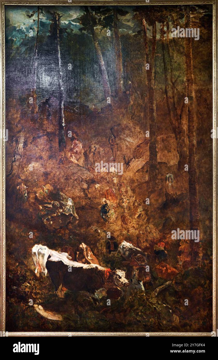 The Descent of the Cattle in the Haut-Jura Mountains, outline, 1835 ...