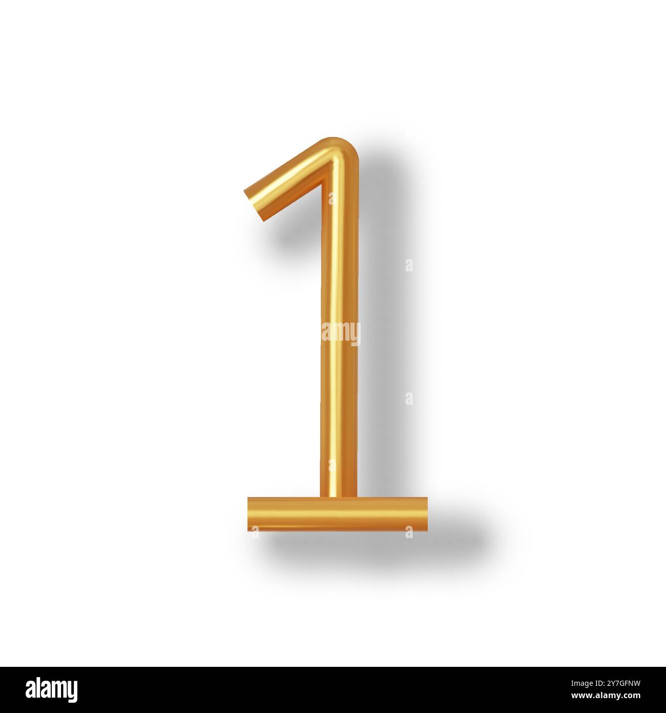 Numeral 1 - Golden Plastic Balloon Number one Isolated on White ...