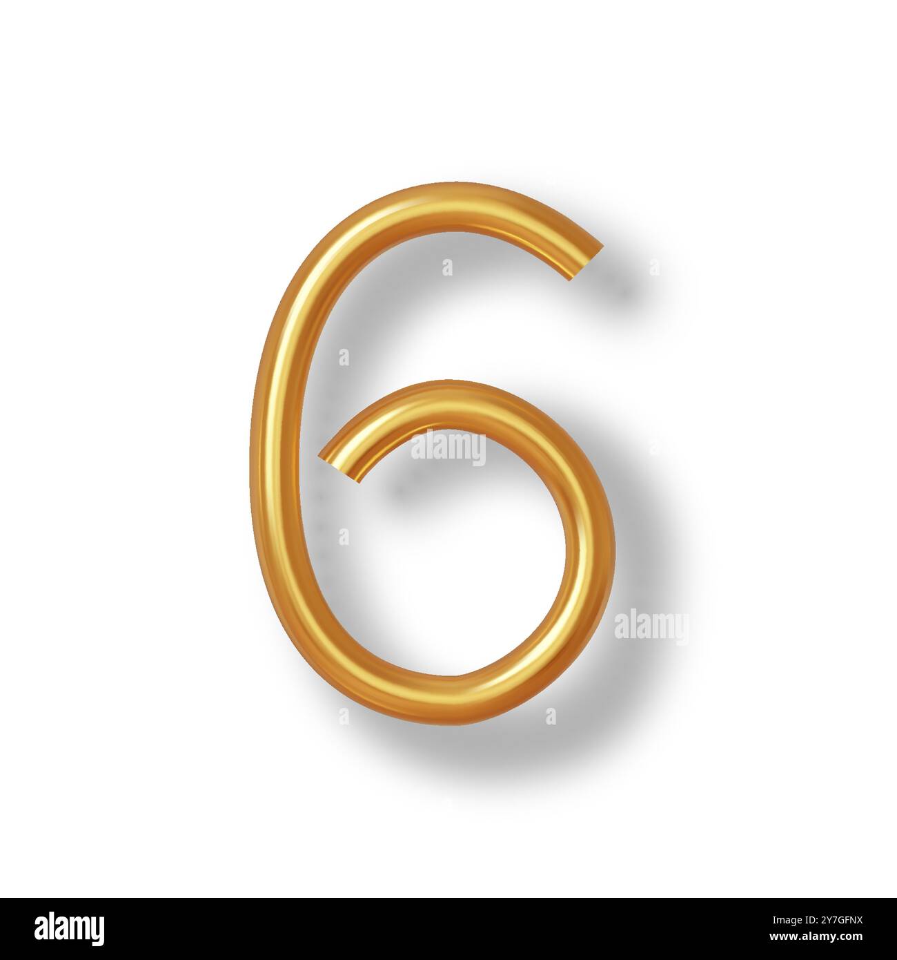 Numeral 6 - Golden Plastic Balloon Number six Isolated on White ...