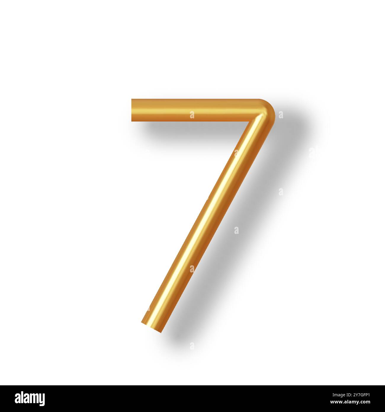 Numeral 7 - Golden Plastic Balloon Number seven Isolated on White ...