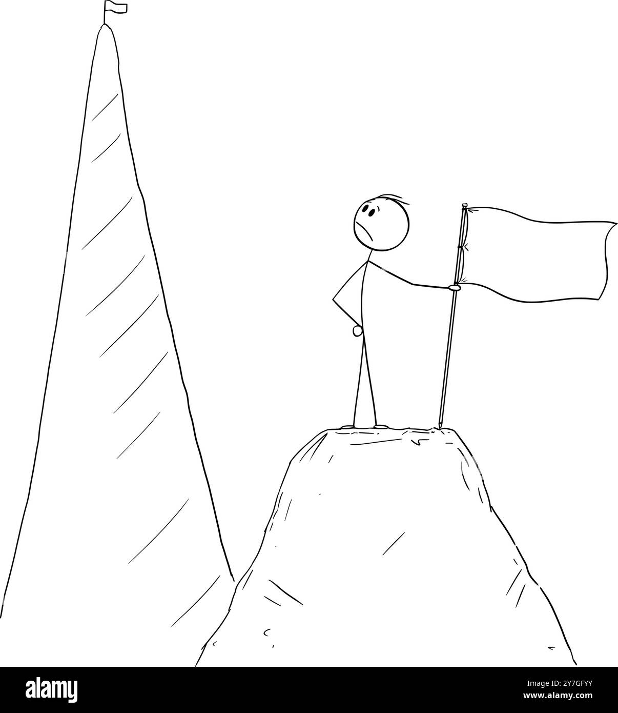 Person on the top looking for another success, achievement or victory ...