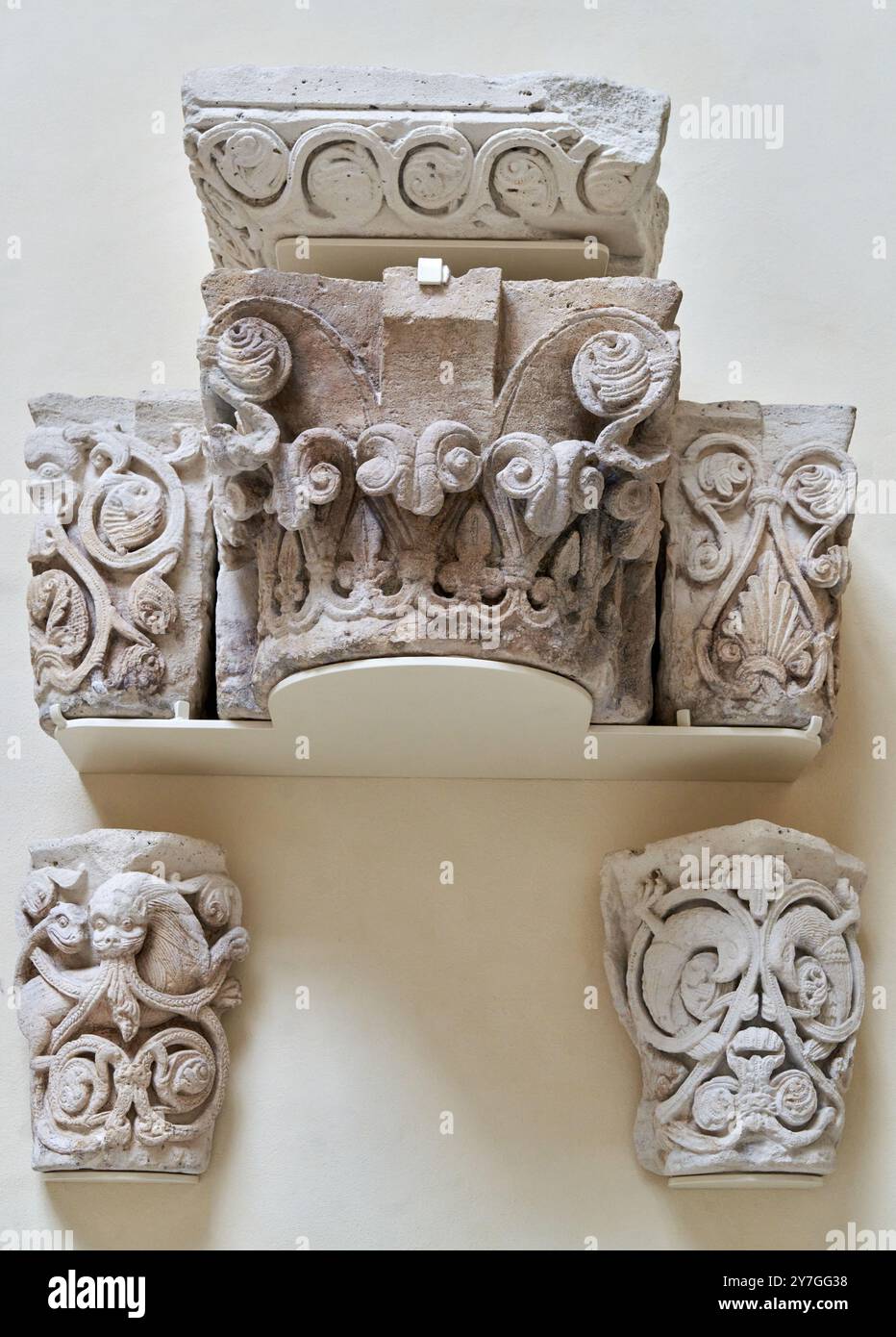 Romanesque capitals, Sainte-Geneviève Abbey Church, Paris, around 1100 ...