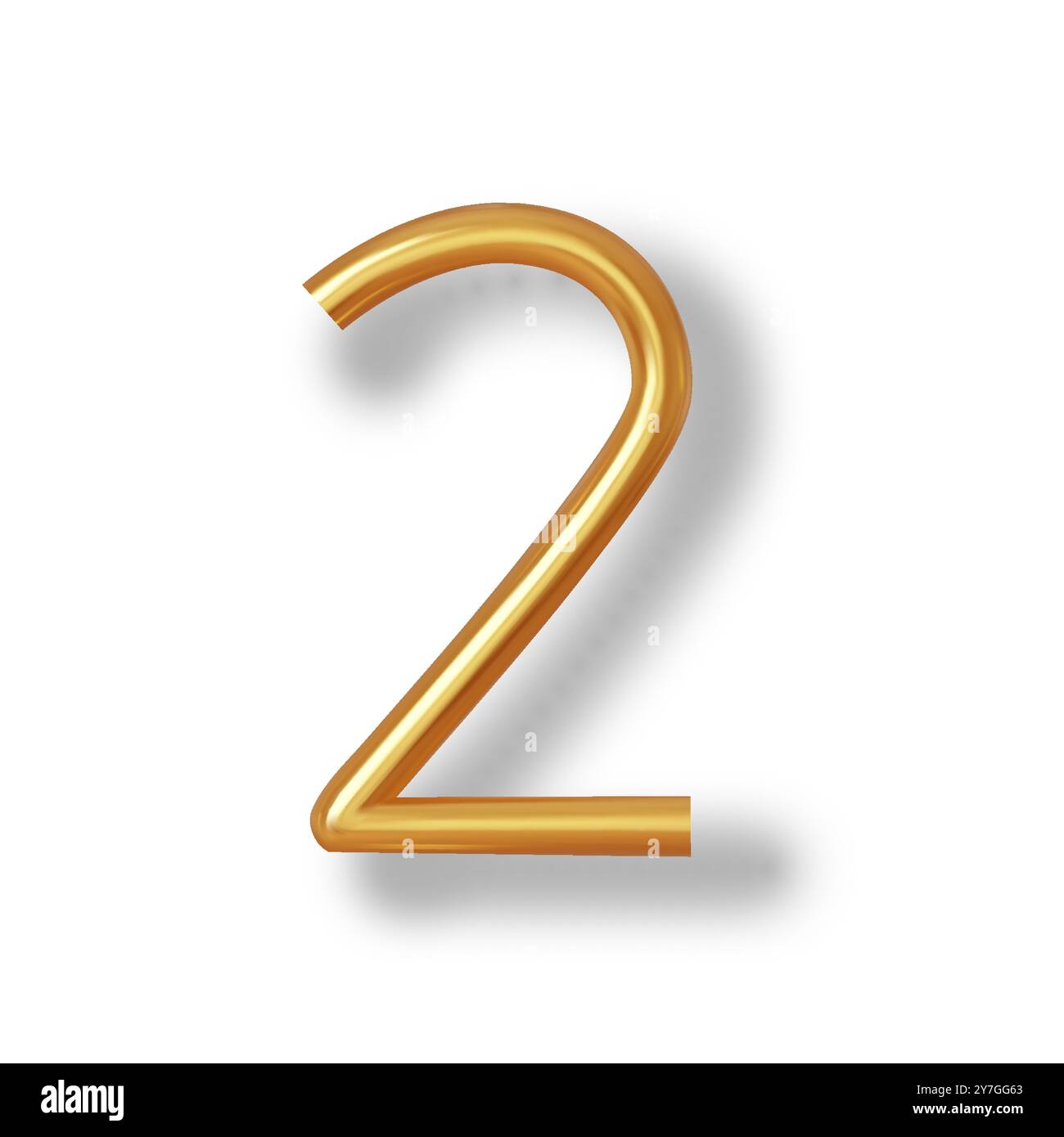 Numeral 2 - Golden Plastic Balloon Number two Isolated on White ...