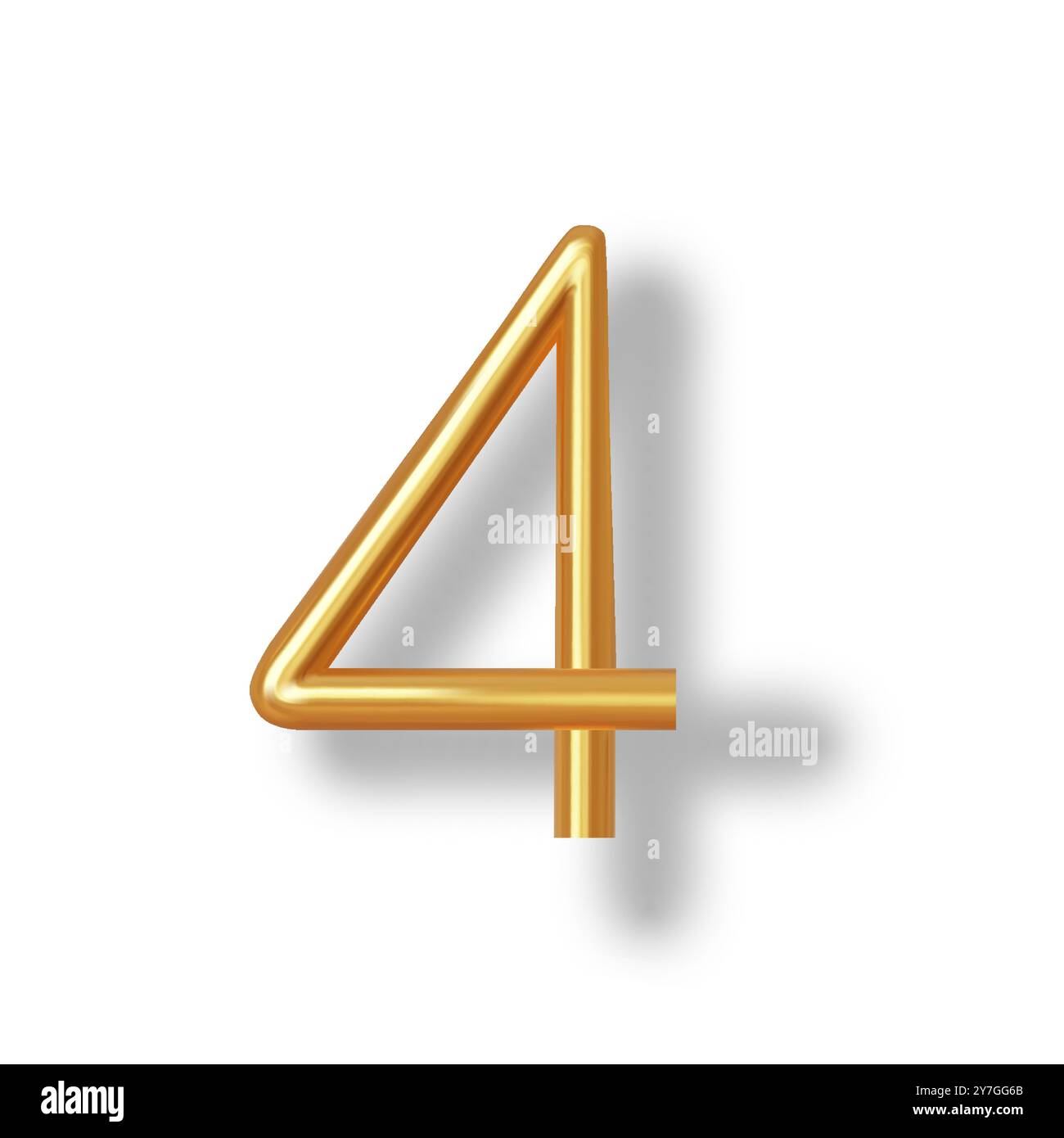 Numeral 4 - Golden Plastic Balloon Number four Isolated on White ...