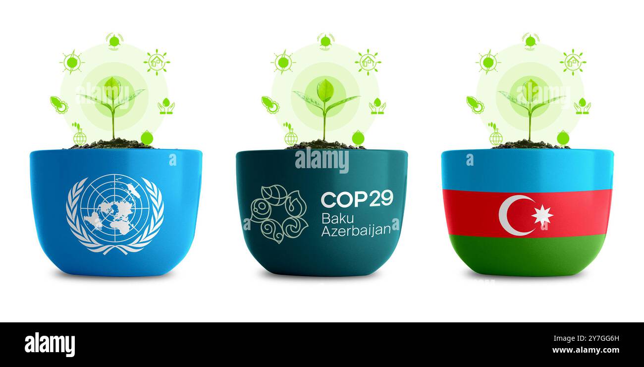 COP29 Climate Change Event Illustration. Baku, Azerbaijan. 30.09.2024 ...