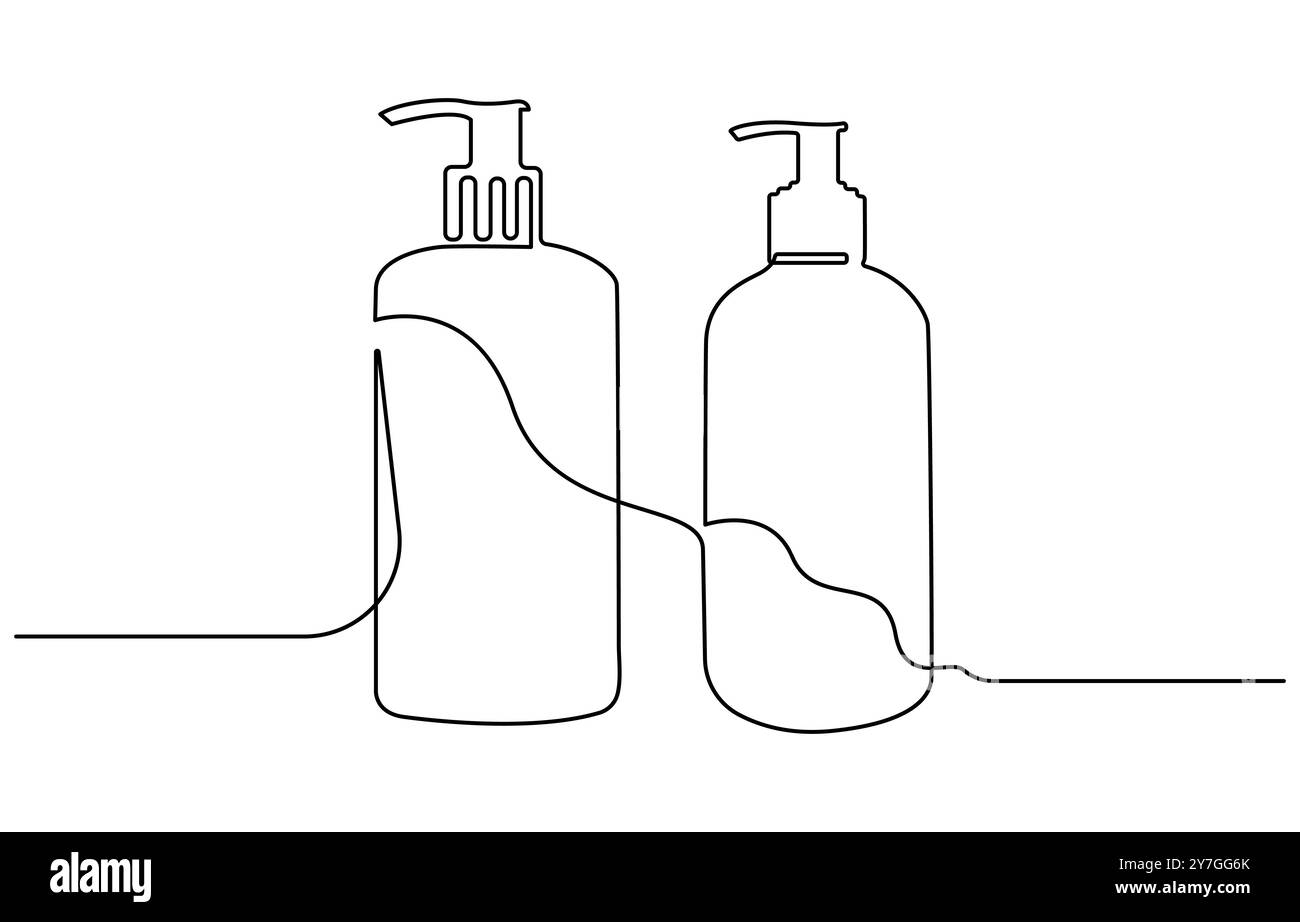 Shampoo bottle continuous one line drawing vector illustration ...