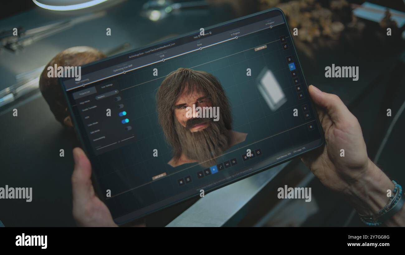 Advanced archaeological lab: Scientist studies ancient human anatomy ...