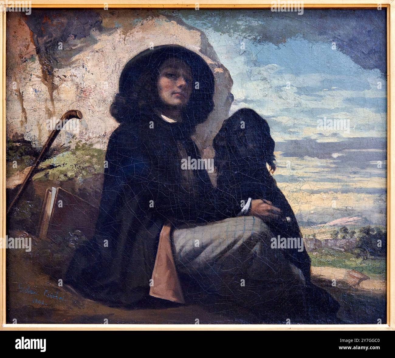 Autoportrait, dit Courbet au chien noir, 1842, Oil on canvas, Gustave ...