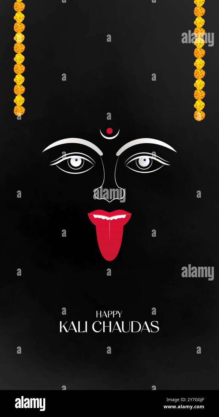 Happy Kali Chaudas Indian Hindu Festival Vector Celebration Goddess ...