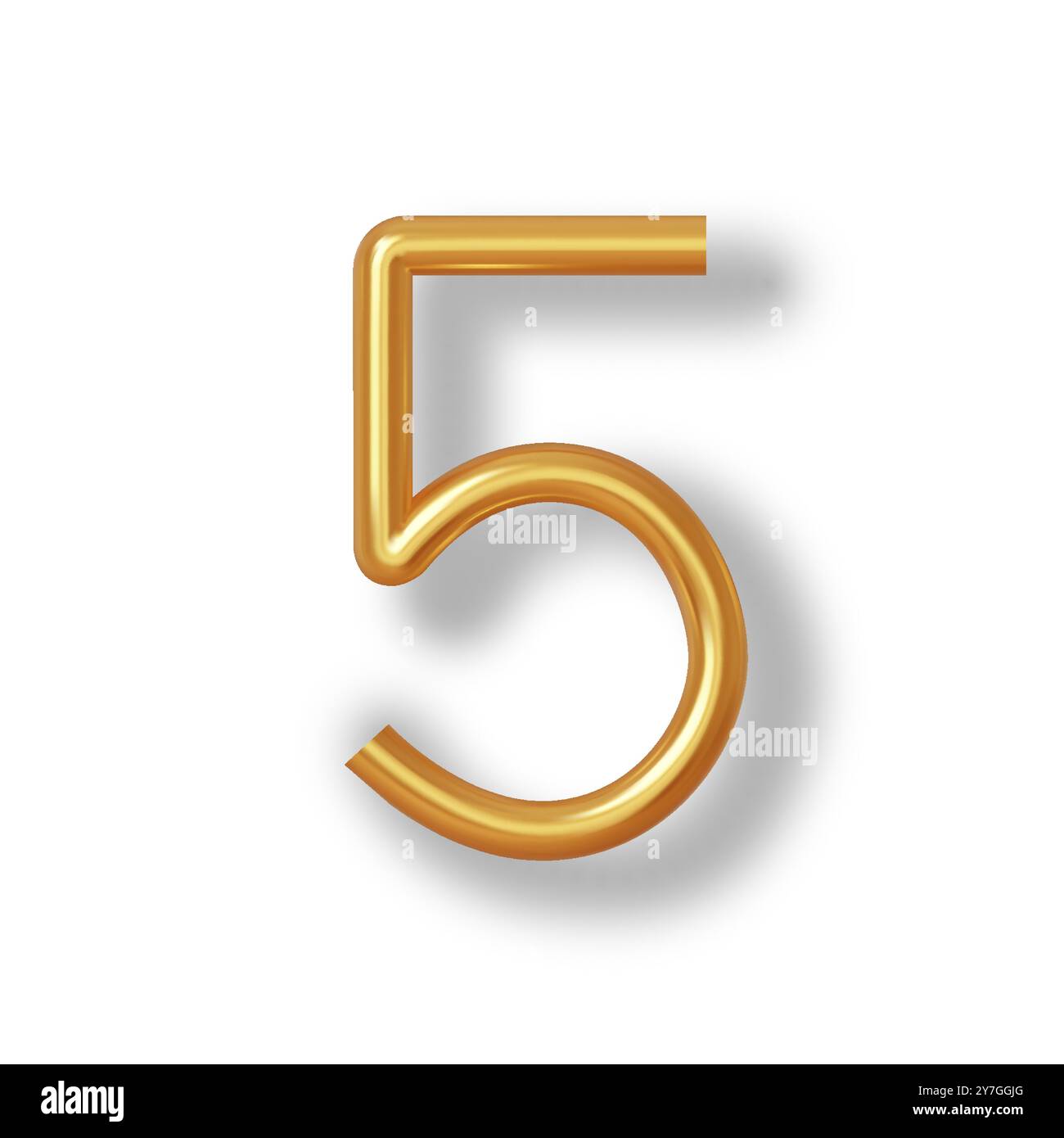 Numeral 5 - Golden Plastic Balloon Number five Isolated on White ...