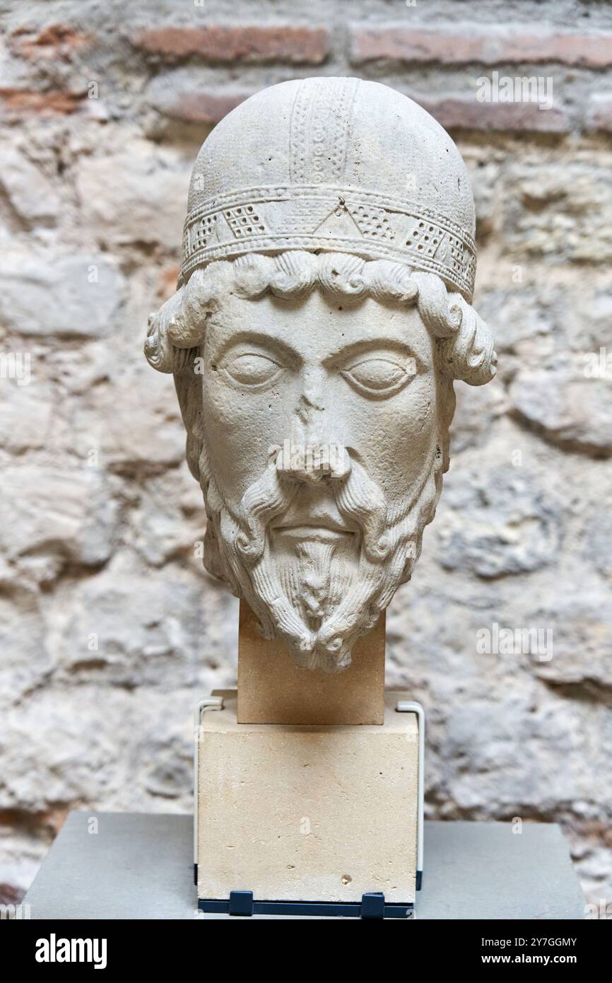 A prophet, Three heads of column statues, Île-de-France, about 1135 ...