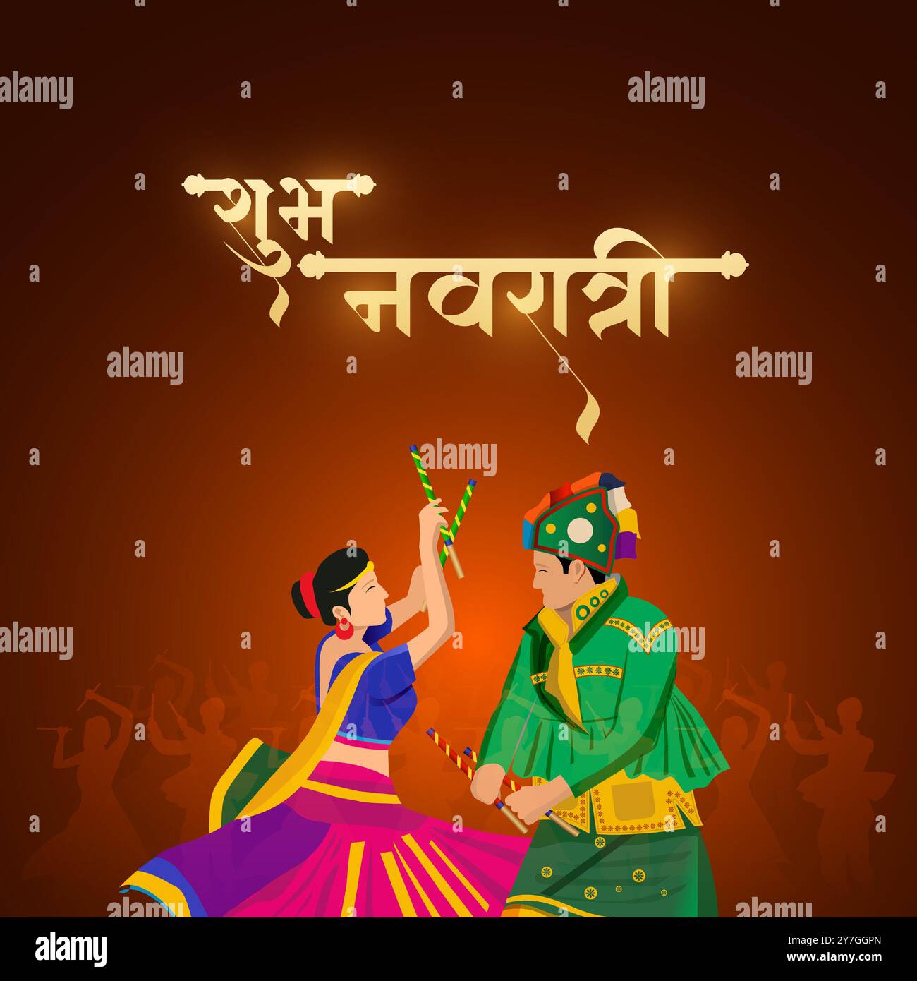 Happy Navratri Indian festival celebrartion decorative background ...