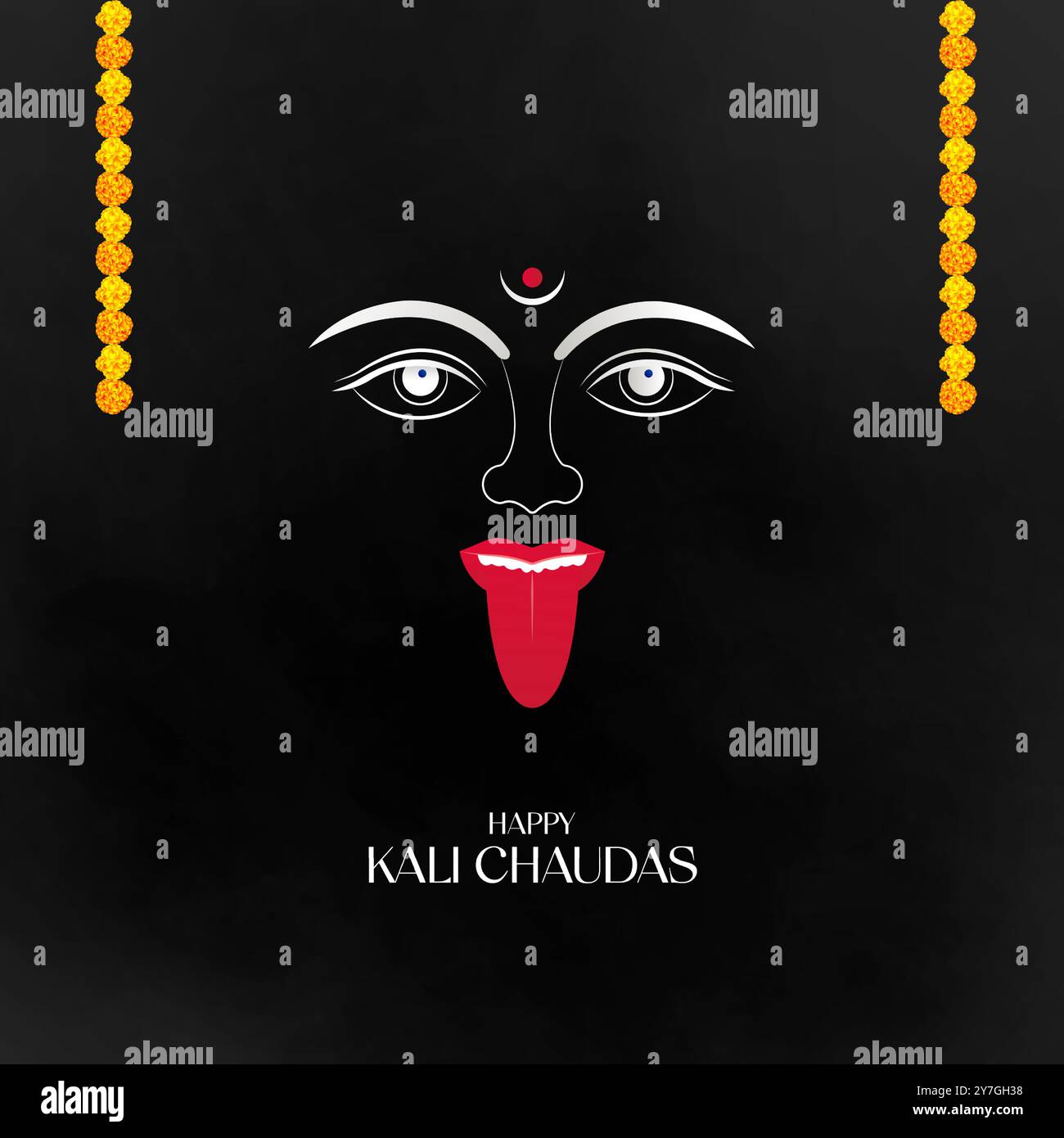 Happy Kali Chaudas Indian Hindu Festival Vector Celebration Goddess ...