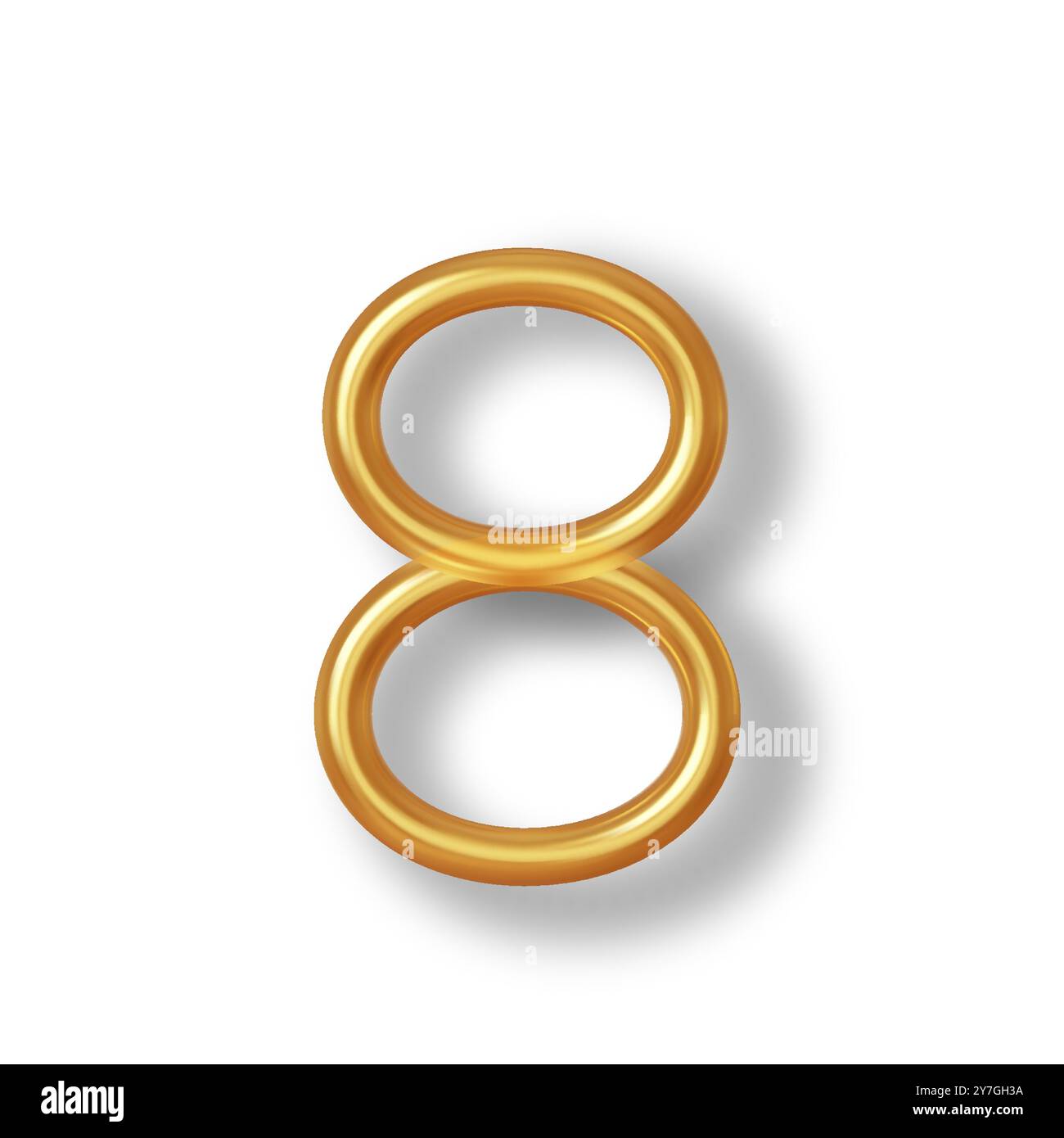 Numeral 8 - Golden Plastic Balloon Number eight Isolated on White ...