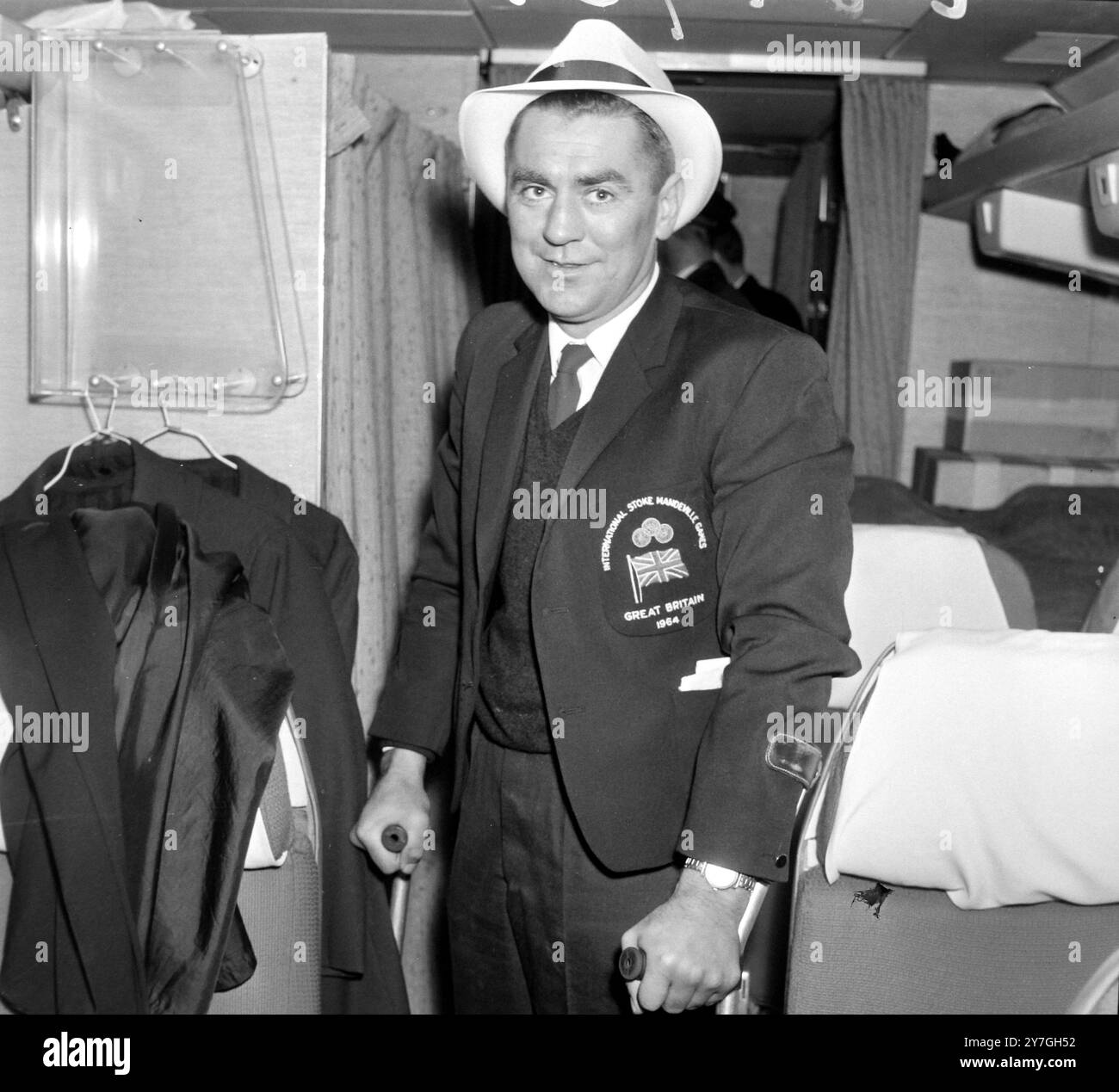 PARALYSED EX-JOCKEY TIM BROOKSHAW LEAVING FOR TOKYO / ; 5 NOVEMBER 1964 ...