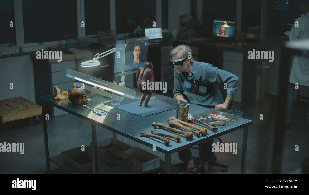 Advanced archaeological lab: Archaeologist in VR headset studies ...