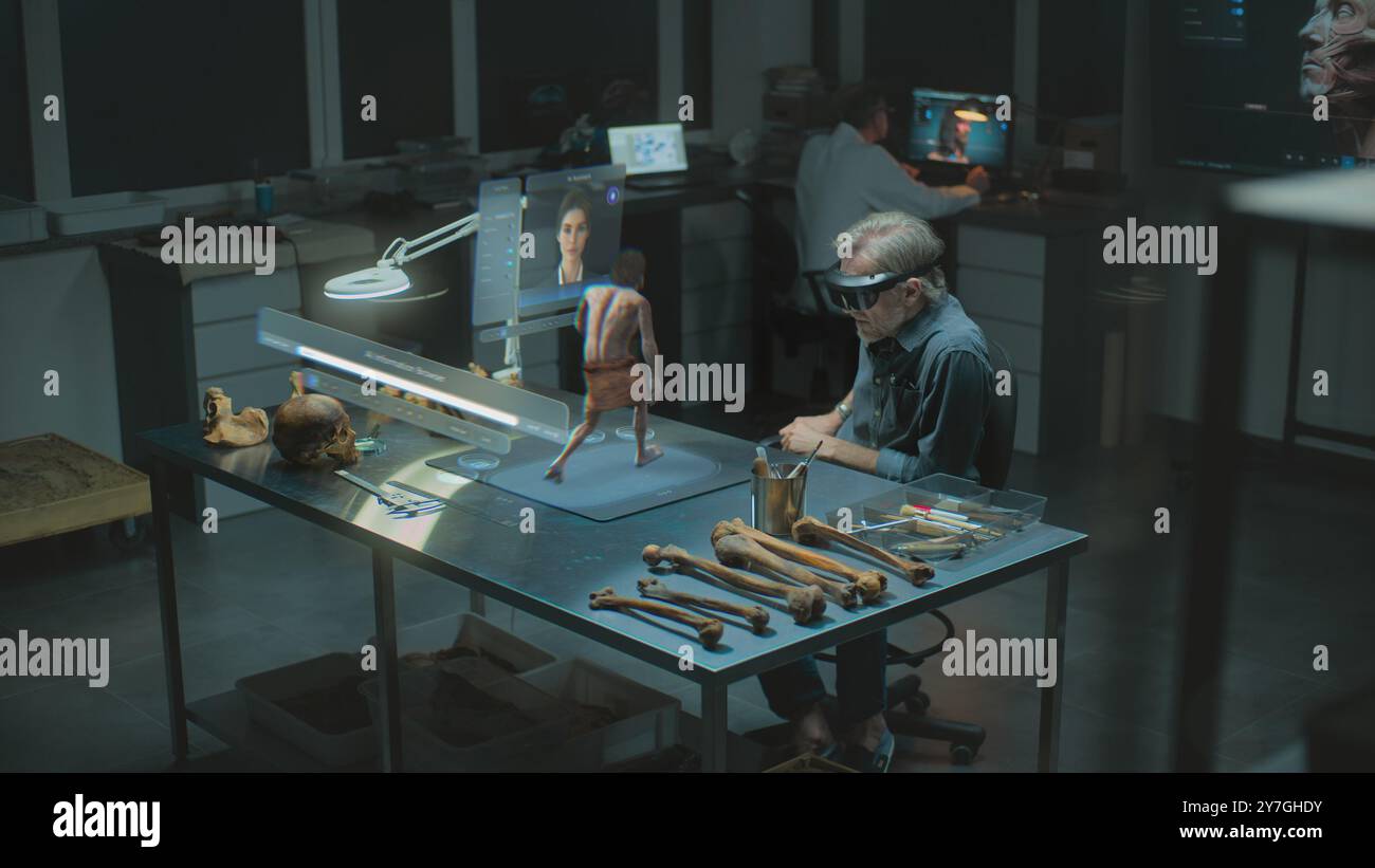 Advanced archaeological lab: Archaeologist in VR headset studies ...