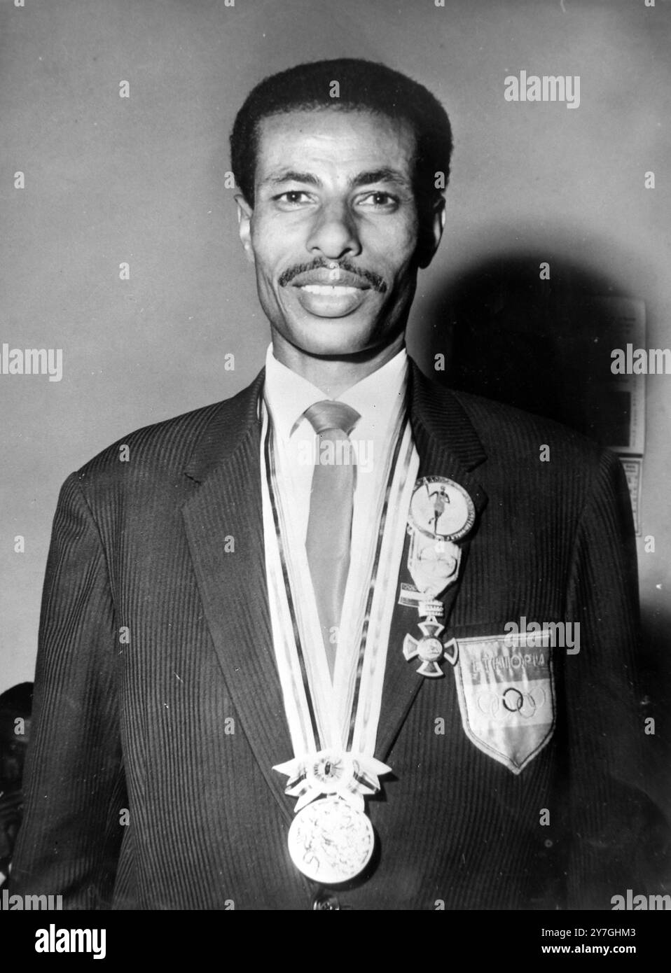 ATHLETE MARATHON WINNER ABEBE BIKILA IN ADDIS ABABA, ETHIOPIA ; 3 ...