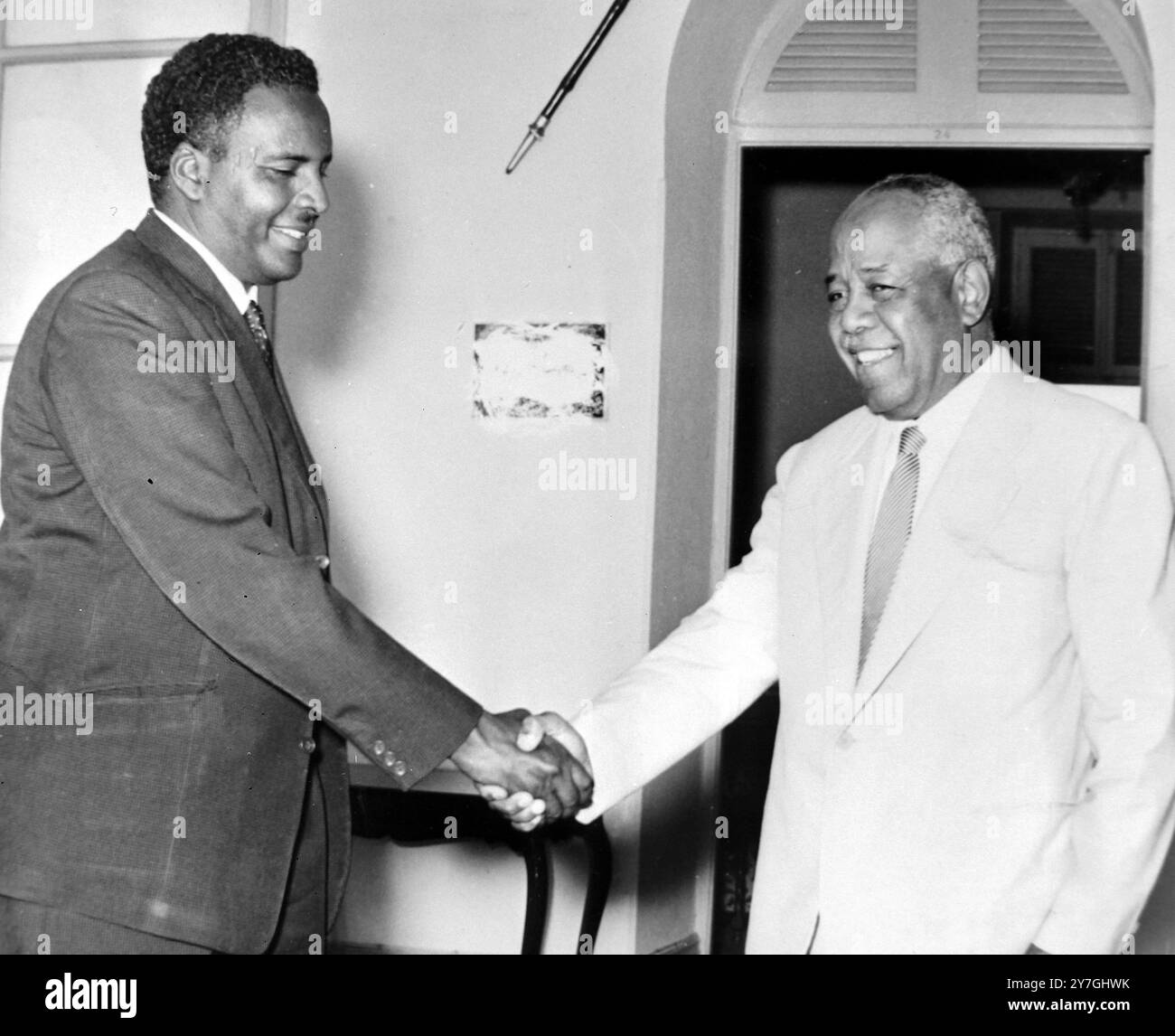 PRESIDENT ABBOUD IBRAHIM WITH SIRR EL KHATM KHALIFA IN KHARTOUM, SUDAN ...