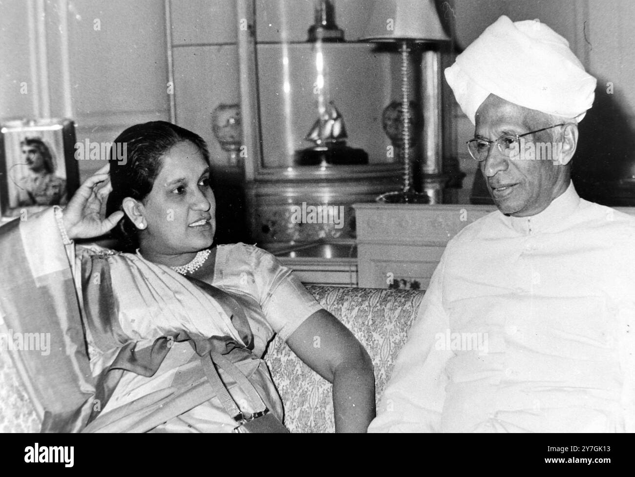 PRIME MINISTER OF CEYLON SIRIMAVO BANDARANAIKE WITH INDIAN PRESIDENT ...