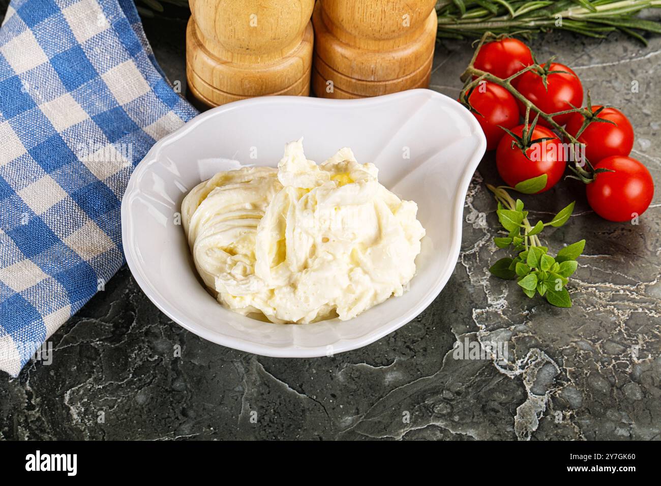 Italian delicous stracciatella cheese in the bowl Stock Photo - Alamy
