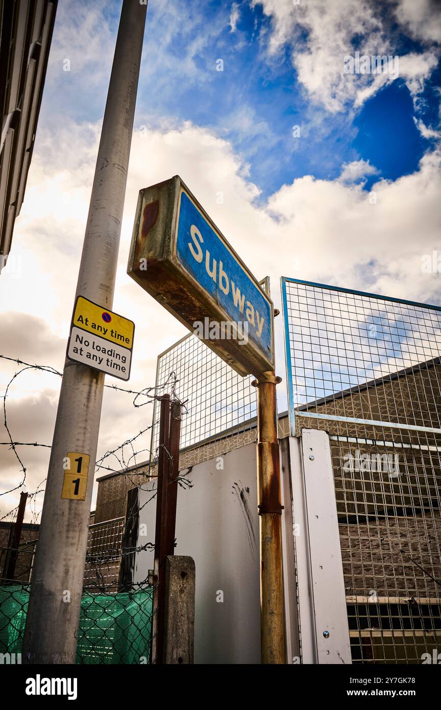 Old redundant subway sign in Preston city centre Stock Photo - Alamy