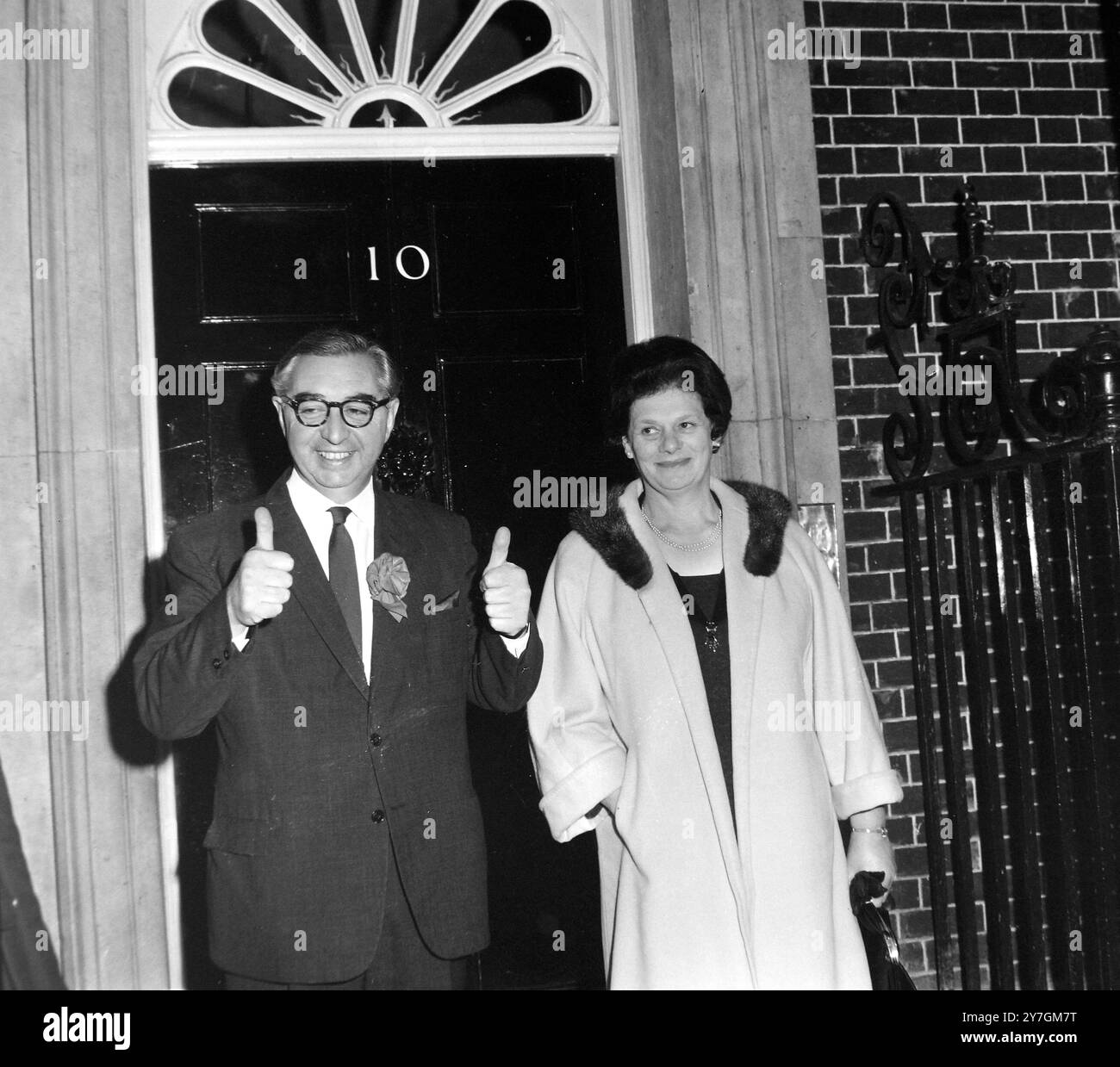 GENERAL ELECTIONS GEORGE BROWN WITH WIFE AT NO 10 DOWNING STREET IN ...