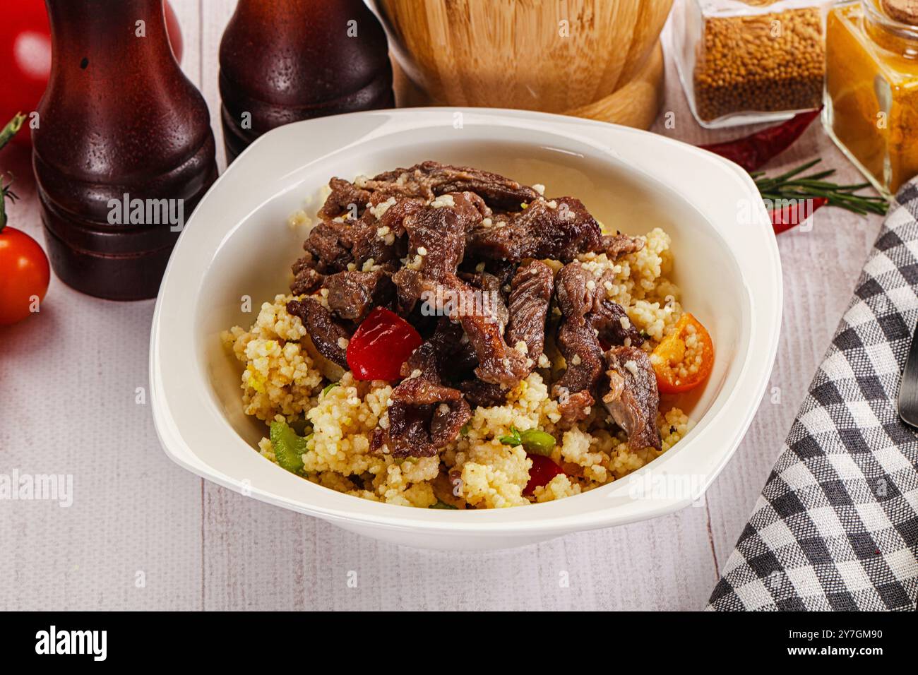 Traditional couscous with beef meat and vegetables Stock Photo - Alamy