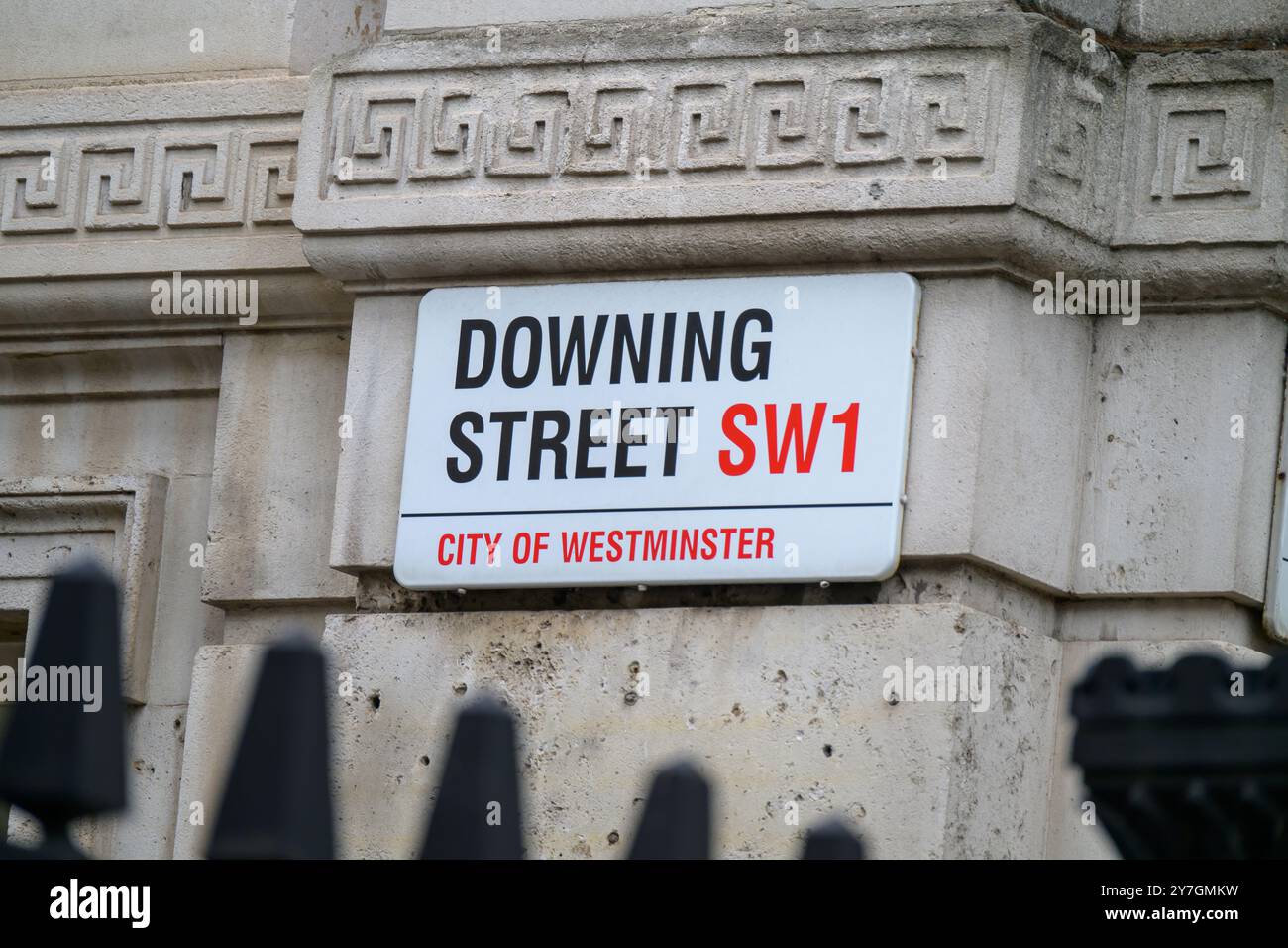 The street sign for Downing Street, SW1, City of Westminster, street ...