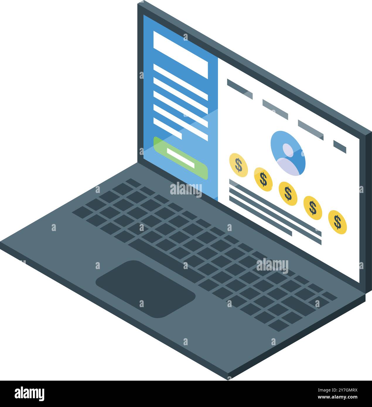 Laptop showing online earning platform interface with profile and money ...