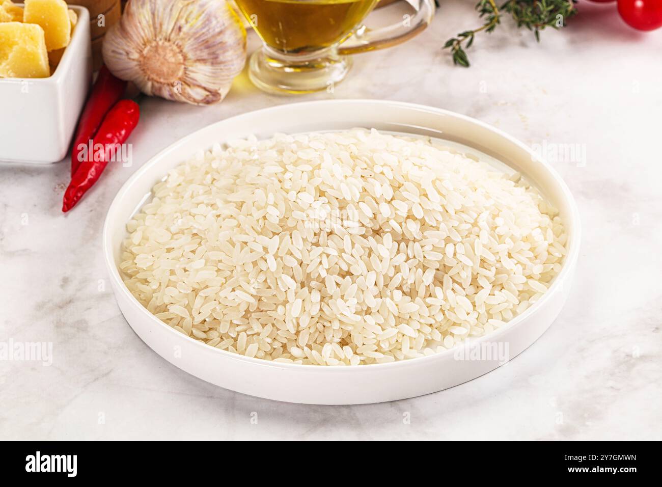 Dry raw Arborio rice for risotto Stock Photo - Alamy