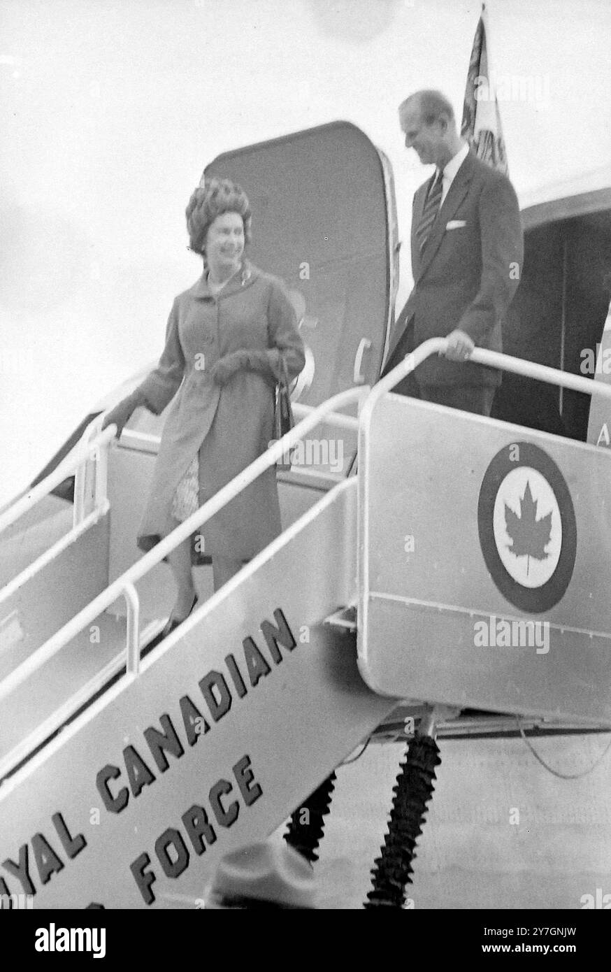 PHILIP PRINCE QUEEN STEPPING FROM PLANE IN SUMMERSIDE, CANADA ; 8 ...