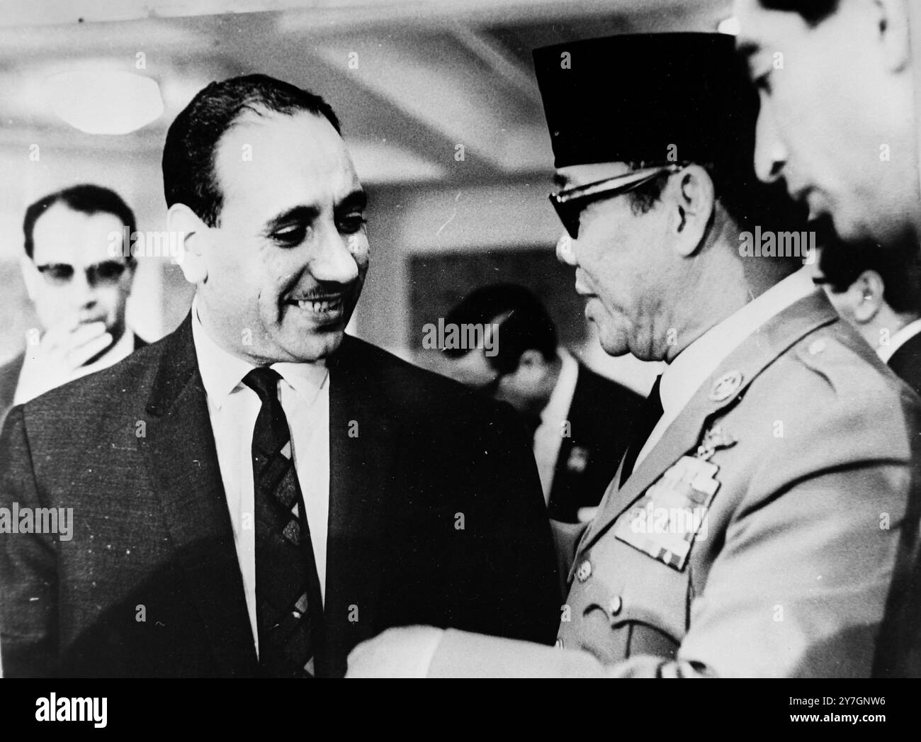 IRAQI PRESIDENT ABDUL SALEM AREF WITH PRESIDENT SUKARNO OF INDONESIA AT ...