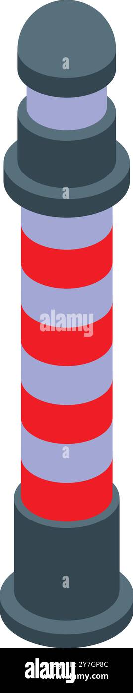 Red and white striped barber shop pole standing upright, giving a ...