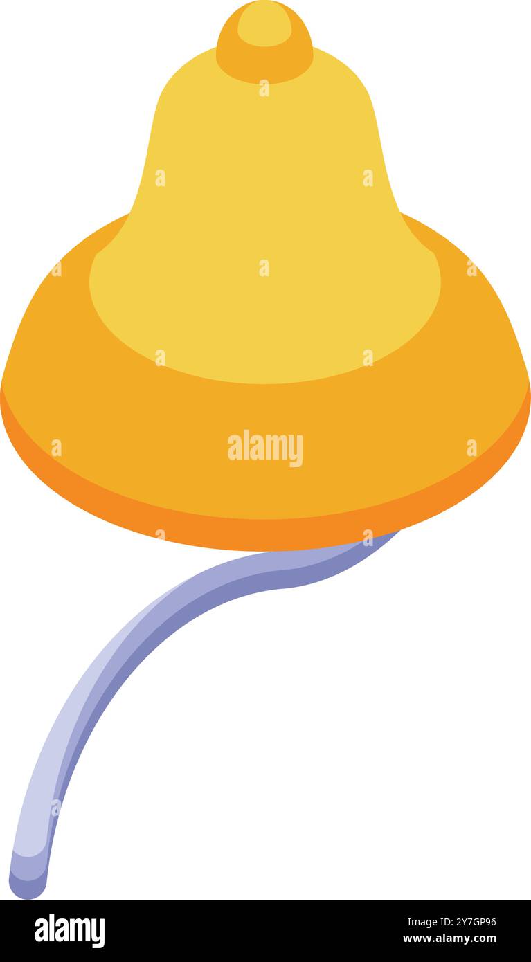 Golden bell ringing announcing an important event in isometric view ...