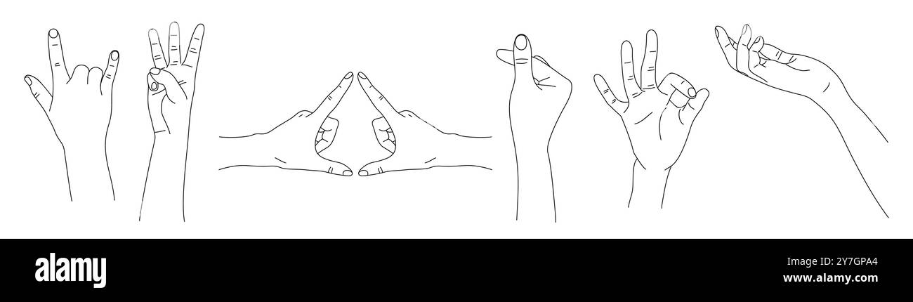 Different hand gestures set, Signs with fingers Stock Vector Image & Art - Alamy