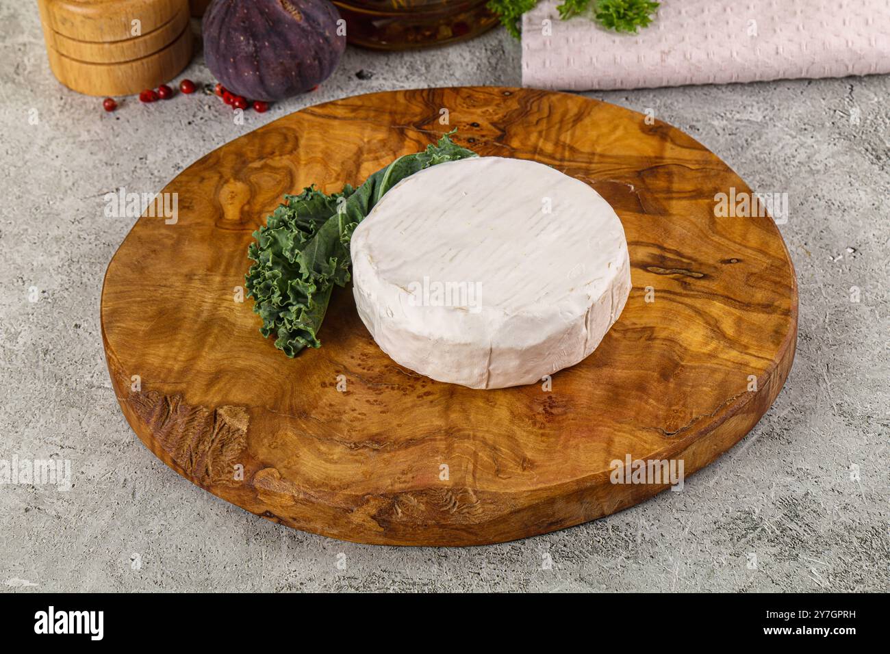 Gourmet round creamy Camembert cheese served fig Stock Photo - Alamy