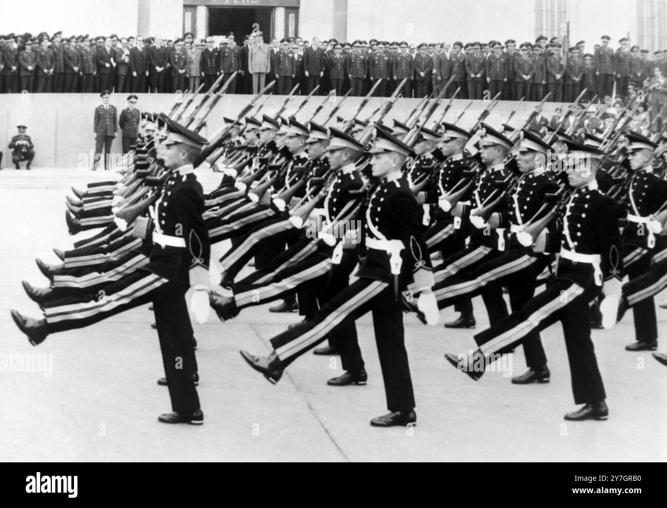 FRENCH PRESIDENT CHARLES DE GAULLE AT MILITARY SCHOOL IN LIMA, PERU ...