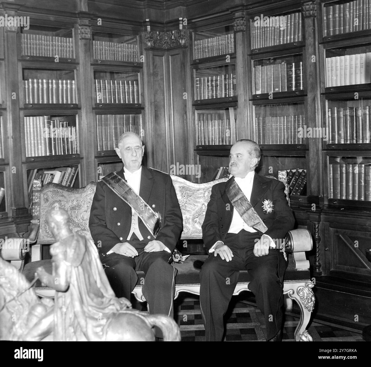 FRENCH PRESIDENT CHARLES DE GAULLE WITH PRESIDENT VALENCIA OF COLOMBIA ...