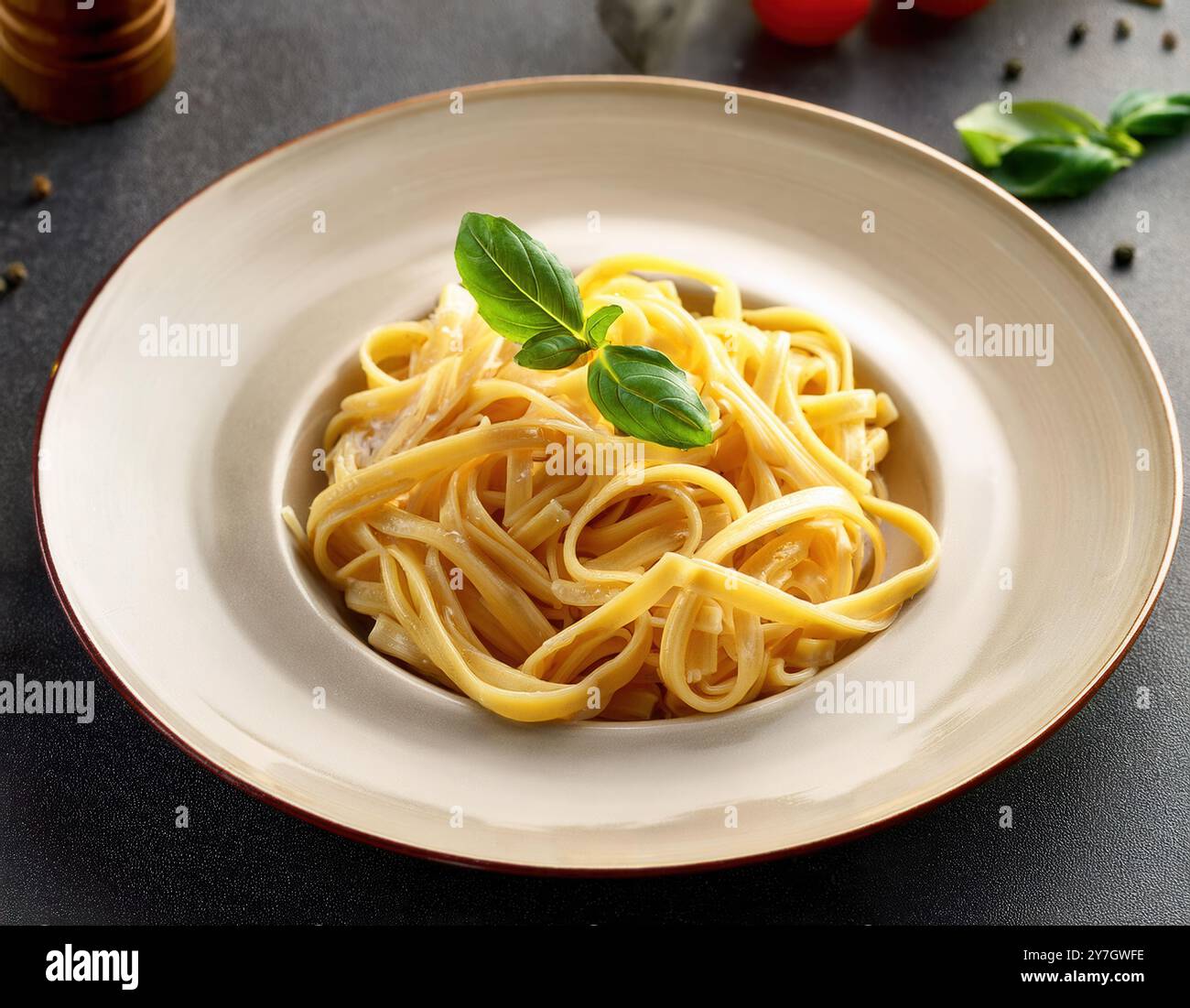Italian pasta on plate, studio style photograph Stock Photo - Alamy