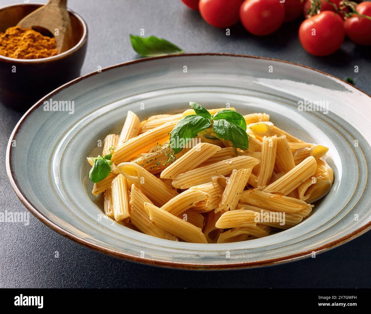 Italian pasta on plate, studio style photograph Stock Photo - Alamy
