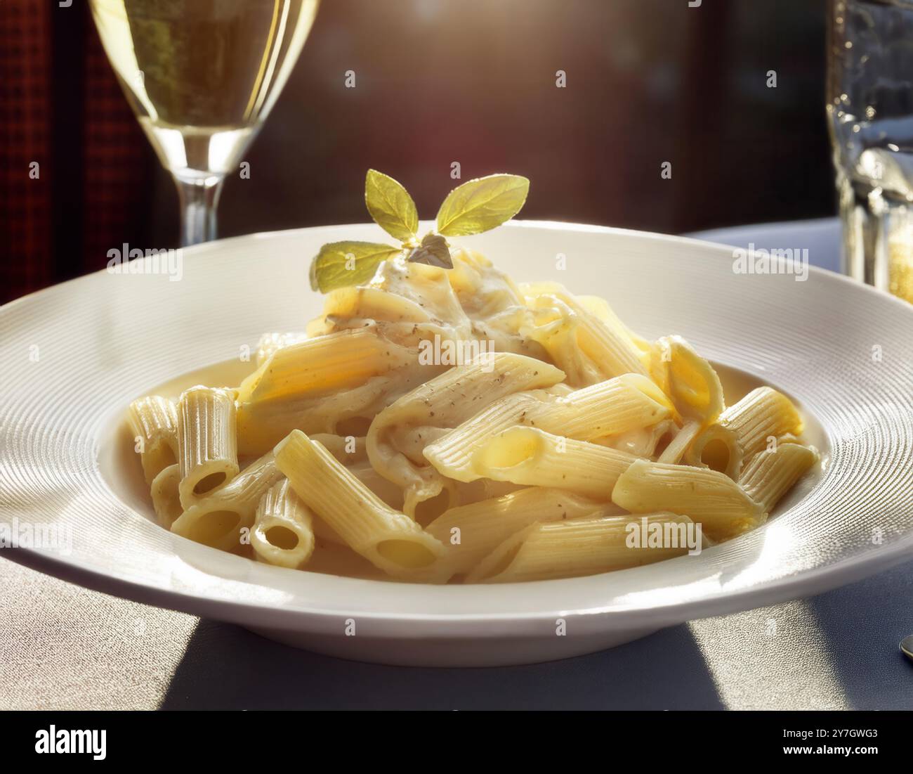 Italian pasta on plate, studio style photograph Stock Photo - Alamy