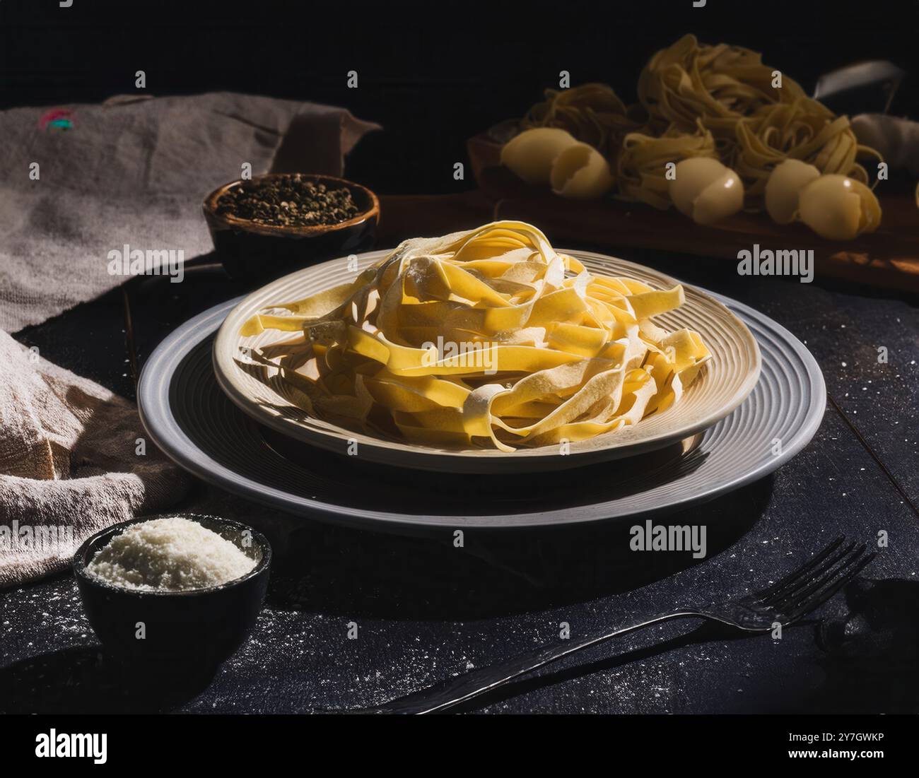 Italian pasta on plate, studio style photograph Stock Photo - Alamy